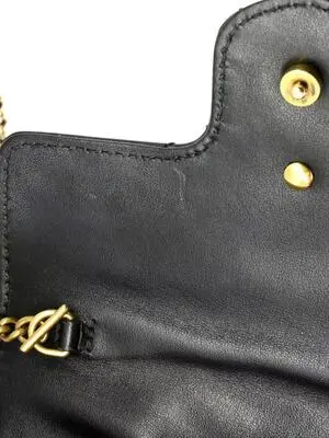 Gucci Gg Marmont Flap Bag Matelassé Leather Super Mini Crossbody - Black