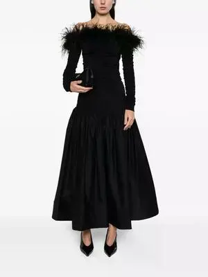 SELF-PORTRAIT Feather-trimmed Ruched Top