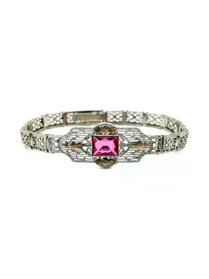 JENNIFER GIBSON JEWELLERY 1920s Crystal-embellished Bracelet - Silver
