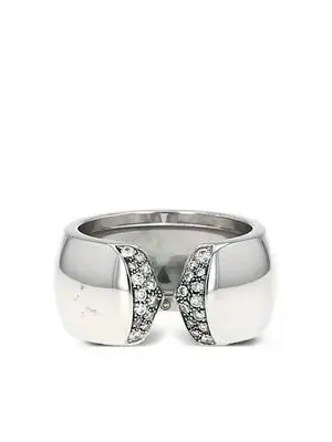 Cartier 18kt White Gold C De Diamond Ring - Silver