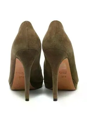 Gucci 110mm Suede Heeled Pumps - Green