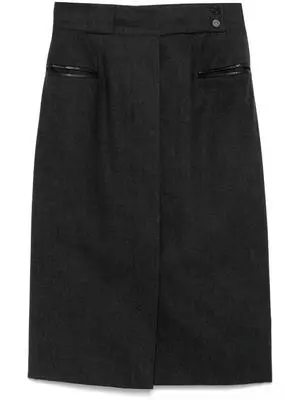 Hermès 1970s Wool Midi Skirt