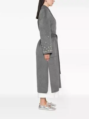 Maje Embellished Belted Single-breasted Coat