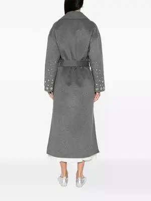 Maje Embellished Belted Single-breasted Coat