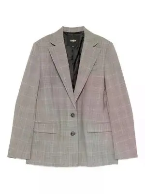 Maje Plaid Button Blazer