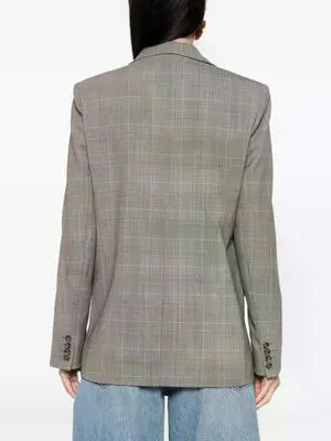 Maje Plaid Button Blazer