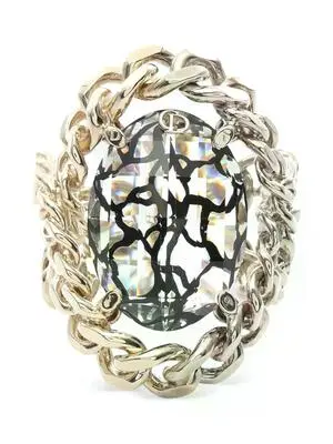 Dior 2010s Cd Crystal Chain Bangle - Silver