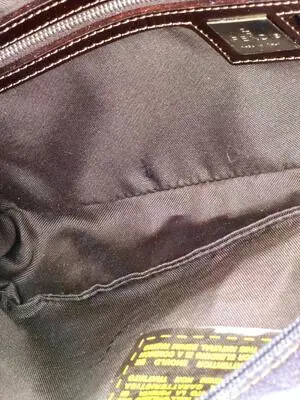Fendi Denim Embellished Baguette Shoulder Bag