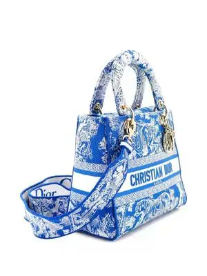 Dior Toile De Jouy Lady D-lite Embroidered Canvas Tote Bag - Blue
