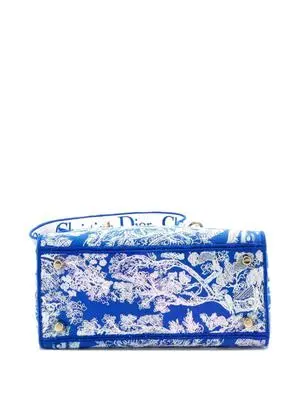 Dior Toile De Jouy Lady D-lite Embroidered Canvas Tote Bag - Blue