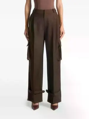 Manière De Voir Danielle Pleated Wide-leg Cargo Trousers - Brown