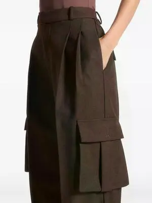 Manière De Voir Danielle Pleated Wide-leg Cargo Trousers - Brown