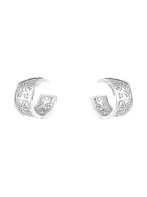 POIRAY 2010s White Gold Diamond Hoop Earrings - Silver