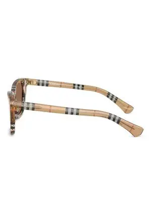 Burberry Tartan-pattern Geometric-frame Sunglasses