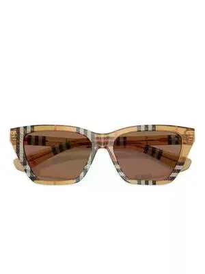Burberry Tartan-pattern Geometric-frame Sunglasses