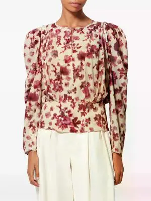 Isabel Marant Étoile Zarga Silk Floral Print Blouse - Neutrals