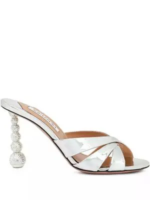 Aquazzura Silver Tone Mules Clogs For Women