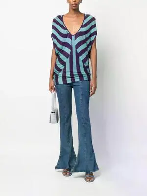 JEAN PAUL GAULTIER Striped U-neck Blouse