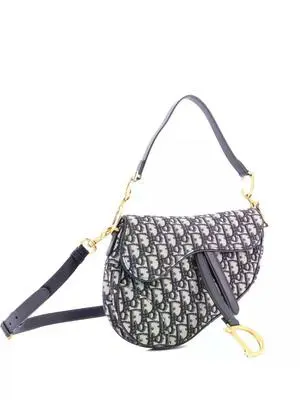 Dior Saddle Handbag With Strap Oblique Canvas - Neutrals