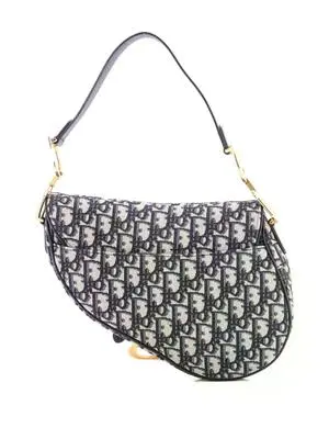 Dior Saddle Handbag With Strap Oblique Canvas - Neutrals