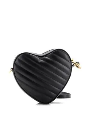 Gucci Interlocking G Heart Diagonal Quilted Leather Mini Shoulder Bag - Black