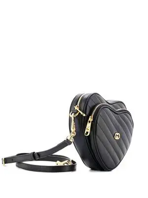 Gucci Interlocking G Heart Diagonal Quilted Leather Mini Shoulder Bag - Black