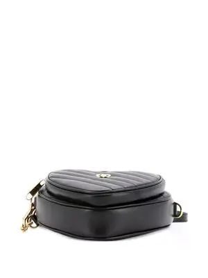 Gucci Interlocking G Heart Diagonal Quilted Leather Mini Shoulder Bag - Black