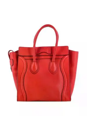 Celine Luggage Bag Grainy Leather Micro Tote - Red