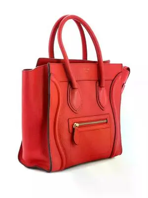 Celine Luggage Bag Grainy Leather Micro Tote - Red