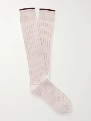 Brunello Cucinelli Ribbed Cashmere Socks - Neutrals