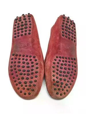 TOD'S Vintage Suede Loafers - Red
