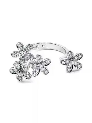 Van Cleef & Arpels 18k White Gold Socrate Diamond Between The Finger Ring - Silver