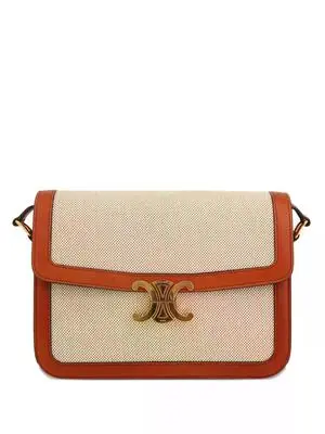 Celine Triomphe Leather-trimmed Shoulder Bag - Neutrals
