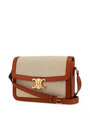 Celine Triomphe Leather-trimmed Shoulder Bag - Neutrals
