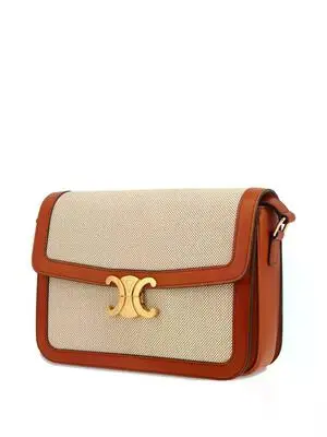 Celine Triomphe Leather-trimmed Shoulder Bag - Neutrals