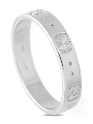 Gucci 18k White Gold Icon Gg Ring - Silver