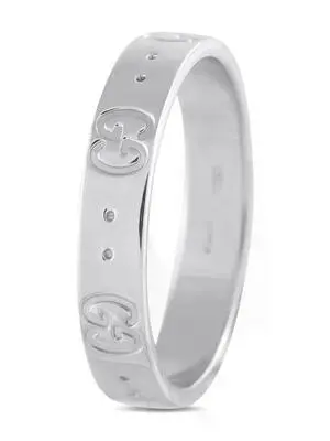 Gucci 18k White Gold Icon Gg Ring - Silver