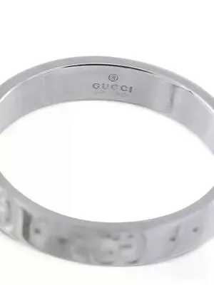 Gucci 18k White Gold Icon Gg Ring - Silver