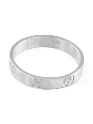 Gucci 18k White Gold Icon Gg Ring - Silver