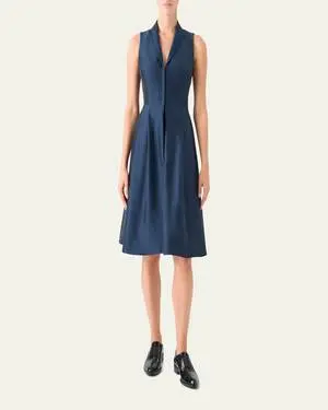 Akris Sleeveless Silk Shantung Trench Dress