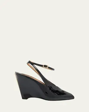 FERRAGAMO 95mm Arcadia Patent Wedge Sandals