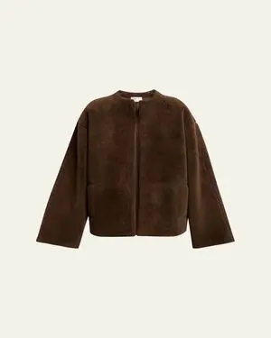 THE ROW Valorin Collarless Shearling Jacket