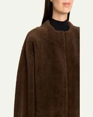 THE ROW Valorin Collarless Shearling Jacket