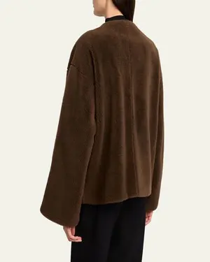 THE ROW Valorin Collarless Shearling Jacket