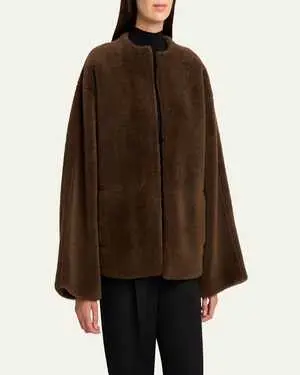 THE ROW Valorin Collarless Shearling Jacket