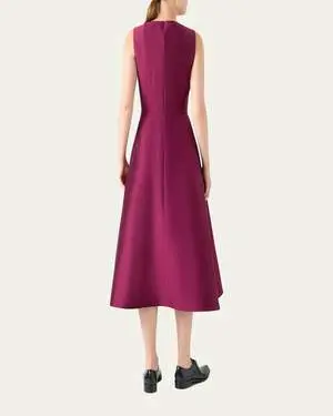 Akris Dupion Sleeveless Silk Shantung Midi Dress - Berry