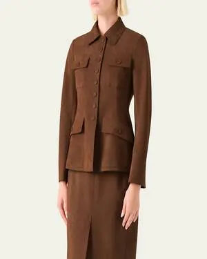 Akris Delia Suede Utility Jacket