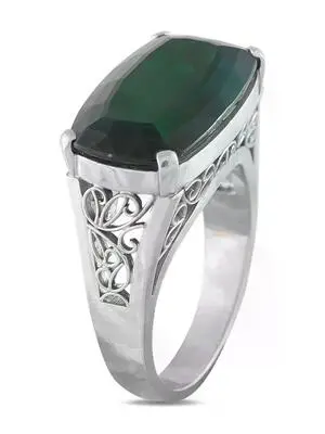 LB EXCLUSIVE Platinum Emerald-cut Tourmaline And Diamond Ring - Silver