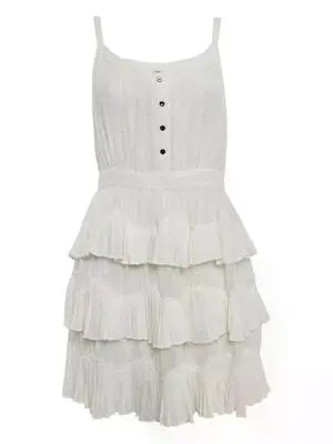 Maje Tiered Button Dress - White