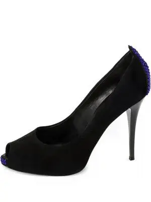 GIUSEPPE ZANOTTI Suede Spike-studded Peep-toe Sandals